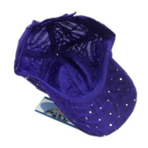 Glitter Sequin Sparkle Bling Game Baseball Cap Hat Sun Visor (Purple)