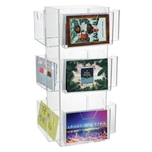 sourceone.org clear acrylic 12 pocket rotating greeting cards display, holds 7" x 5" cards