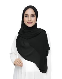 premium chiffon hijab head scarf shawl wrap for muslim women lightweight (black)