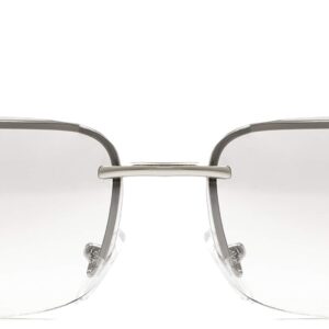 NYS Collection Astor Place Semi-Rimless Metal Sunglasses (Silver Metal Frame/Clear Gradient Lens)