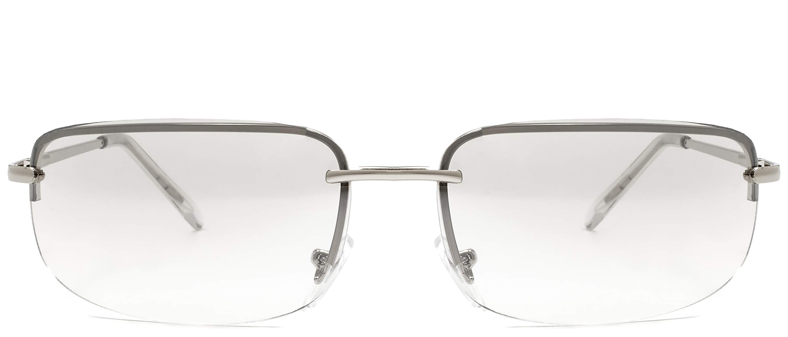 NYS Collection Astor Place Semi-Rimless Metal Sunglasses (Silver Metal Frame/Clear Gradient Lens)