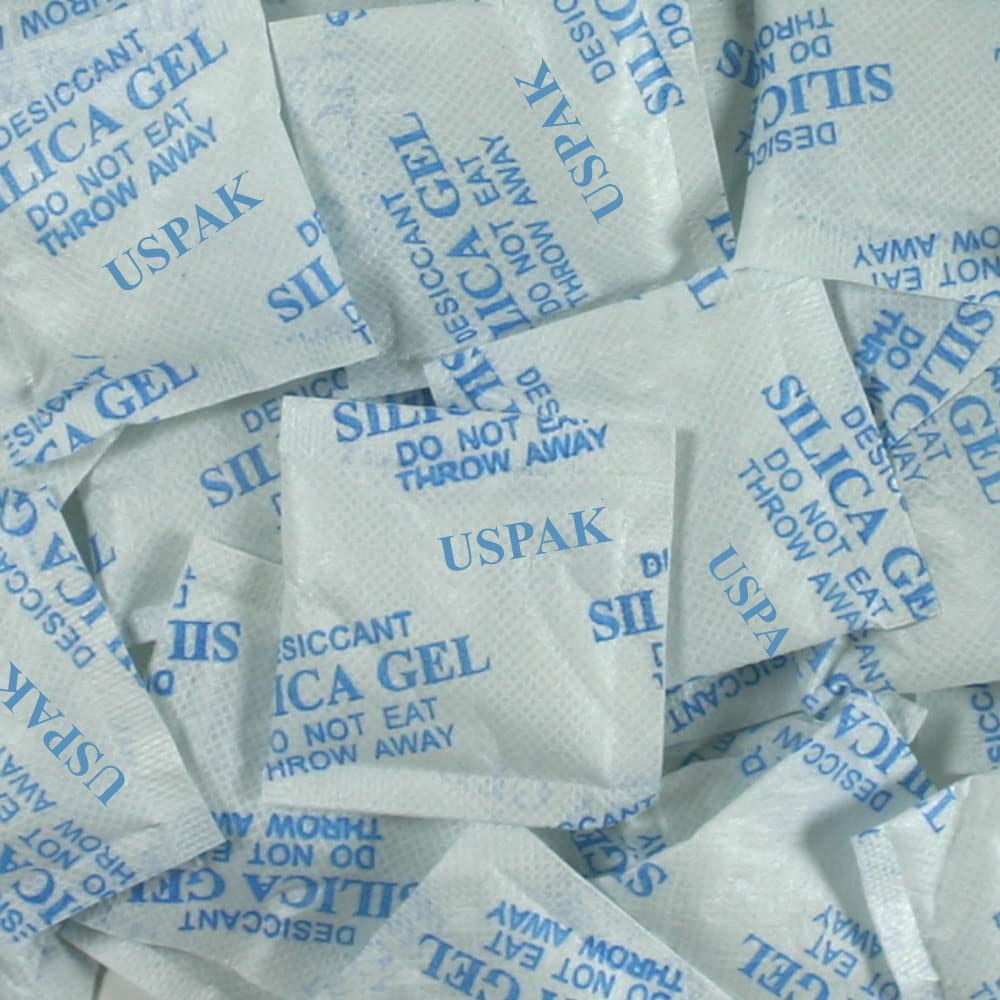 USPak Silica Gel Desiccant Packs 5 Gram 50 Packets Drying Agent Moisture Absorber Dehumidifiers for Storage Food Safes