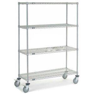 nexel chrome wire shelf truck, 48x18x69 1200 pound capacity with brakes