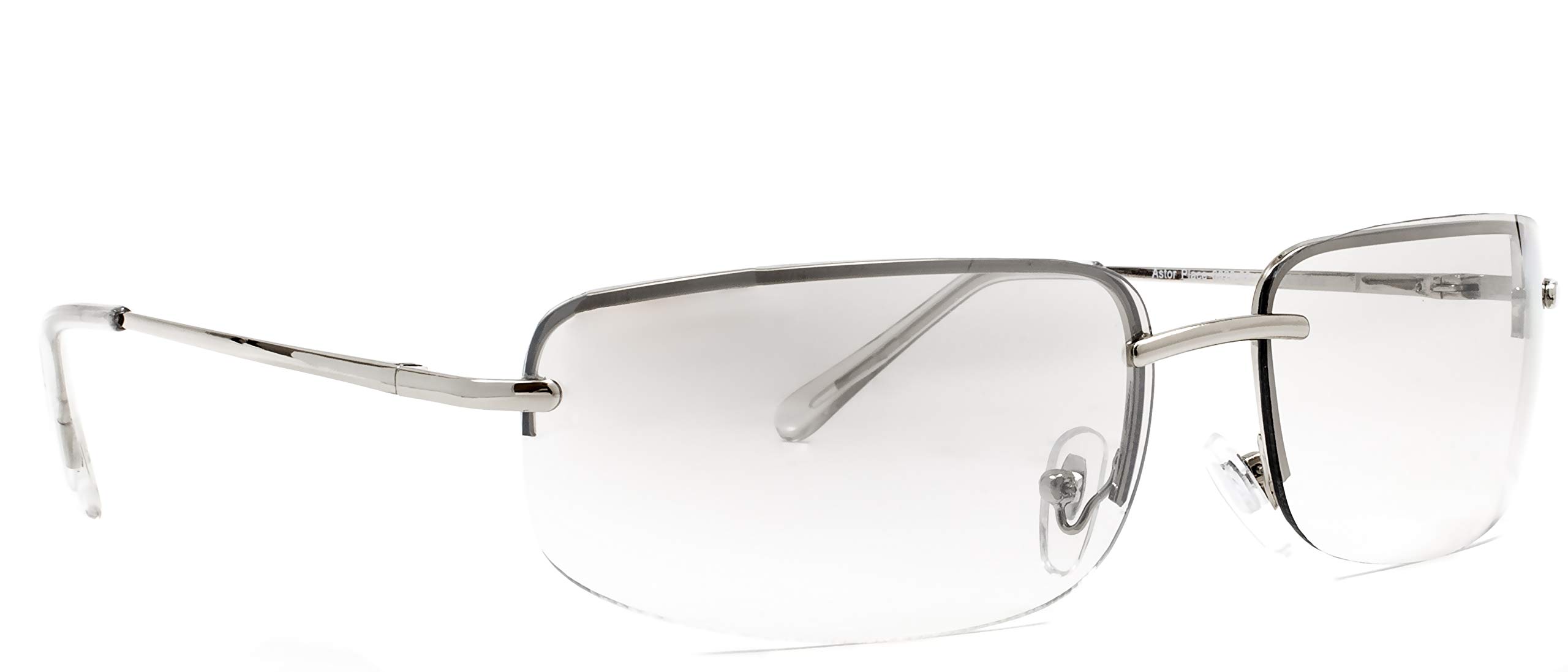 NYS Collection Astor Place Semi-Rimless Metal Sunglasses (Silver Metal Frame/Clear Gradient Lens)