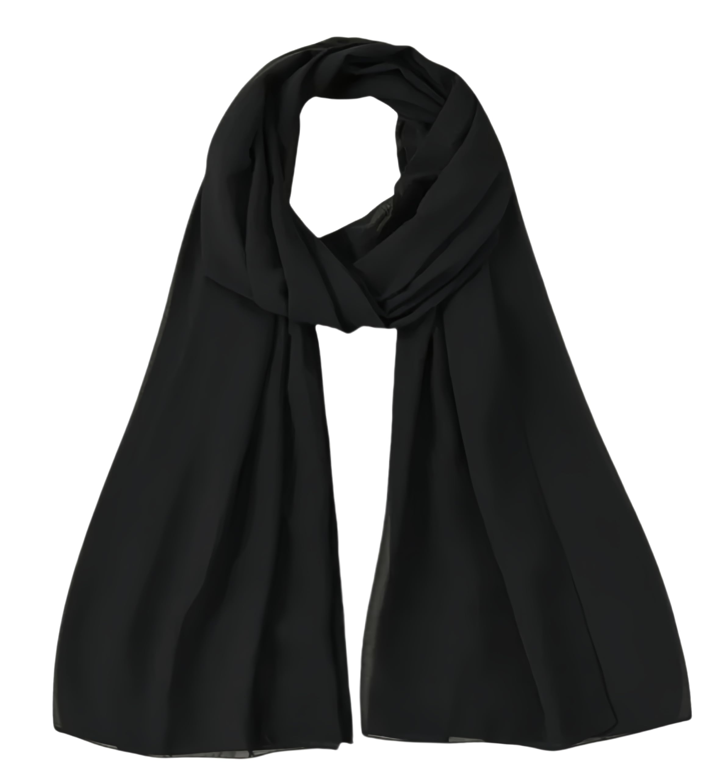 Premium Chiffon Hijab Head Scarf Shawl Wrap for Muslim Women Lightweight (Black)