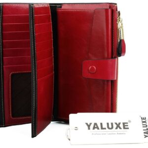 YALUXE Women's Genuine Leather Wallet RFID Blocking Multi Card Holder with Cell Phone Pocket Mothers Day Gifts