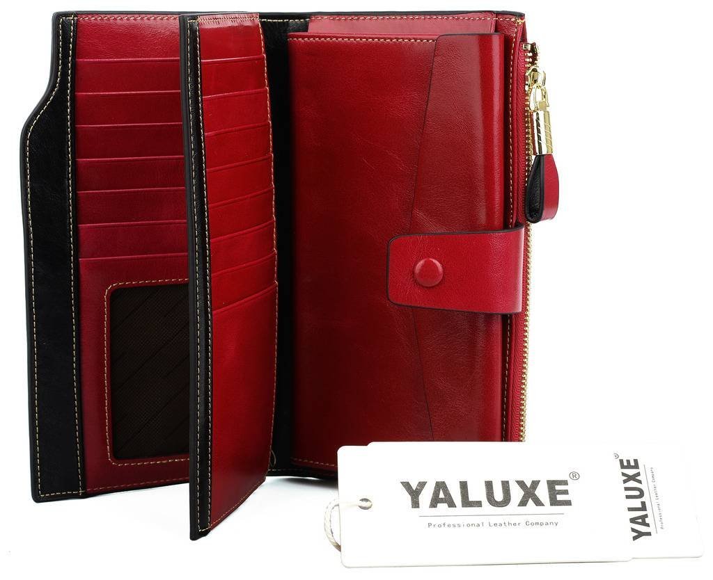 YALUXE Women's Genuine Leather Wallet RFID Blocking Multi Card Holder with Cell Phone Pocket Mothers Day Gifts