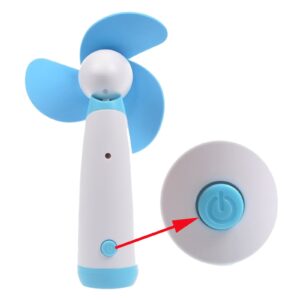 Ogrmar Mini Handheld Fan Personal Fan Battery Soft Foam Blades Powered for Home and Travel 2PC Blue (2)