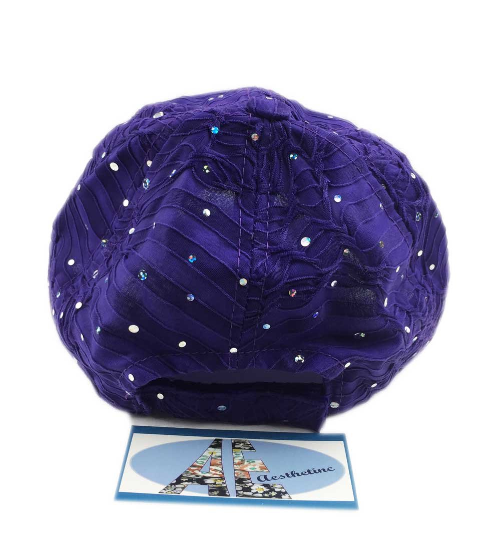 Glitter Sequin Sparkle Bling Game Baseball Cap Hat Sun Visor (Purple)