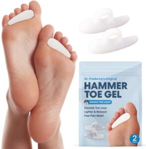 dr. frederick's original hammer toe gels - 2 pairs - hammer toe support crest for women & men - joint realign - cushion, support & temporary splint - crooked, claw, toe brace - white - 1 loop design