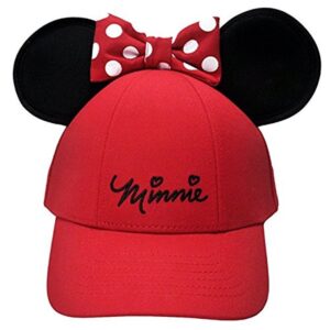 disney women's minnie mouse bow ears baseball hat (red)