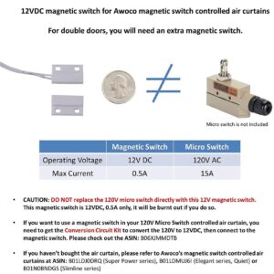 Awoco 12VDC Easy-Install Magnetic Switch for Awoco Magnetic Switch Controlled Air Curtains (White Color)