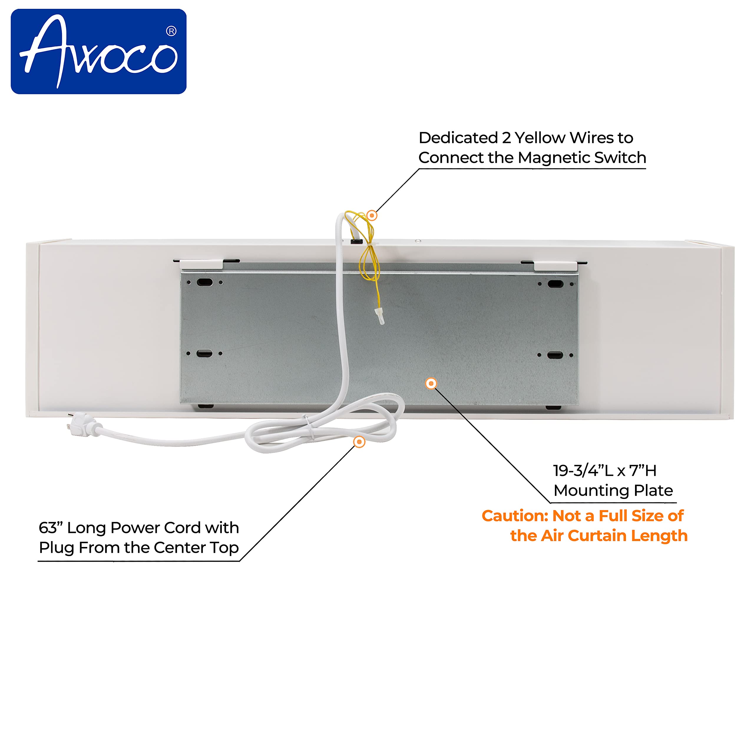 Awoco 40" FM-1210T 1250 CFM Slim Indoor Air Curtain, CE Certified, 120V Unheated with Remote Control and Magnetic Switch, Powerful, Quiet, Small Body, Light Weight