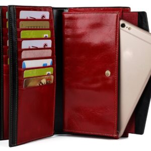 YALUXE Women's Genuine Leather Wallet RFID Blocking Multi Card Holder with Cell Phone Pocket Mothers Day Gifts