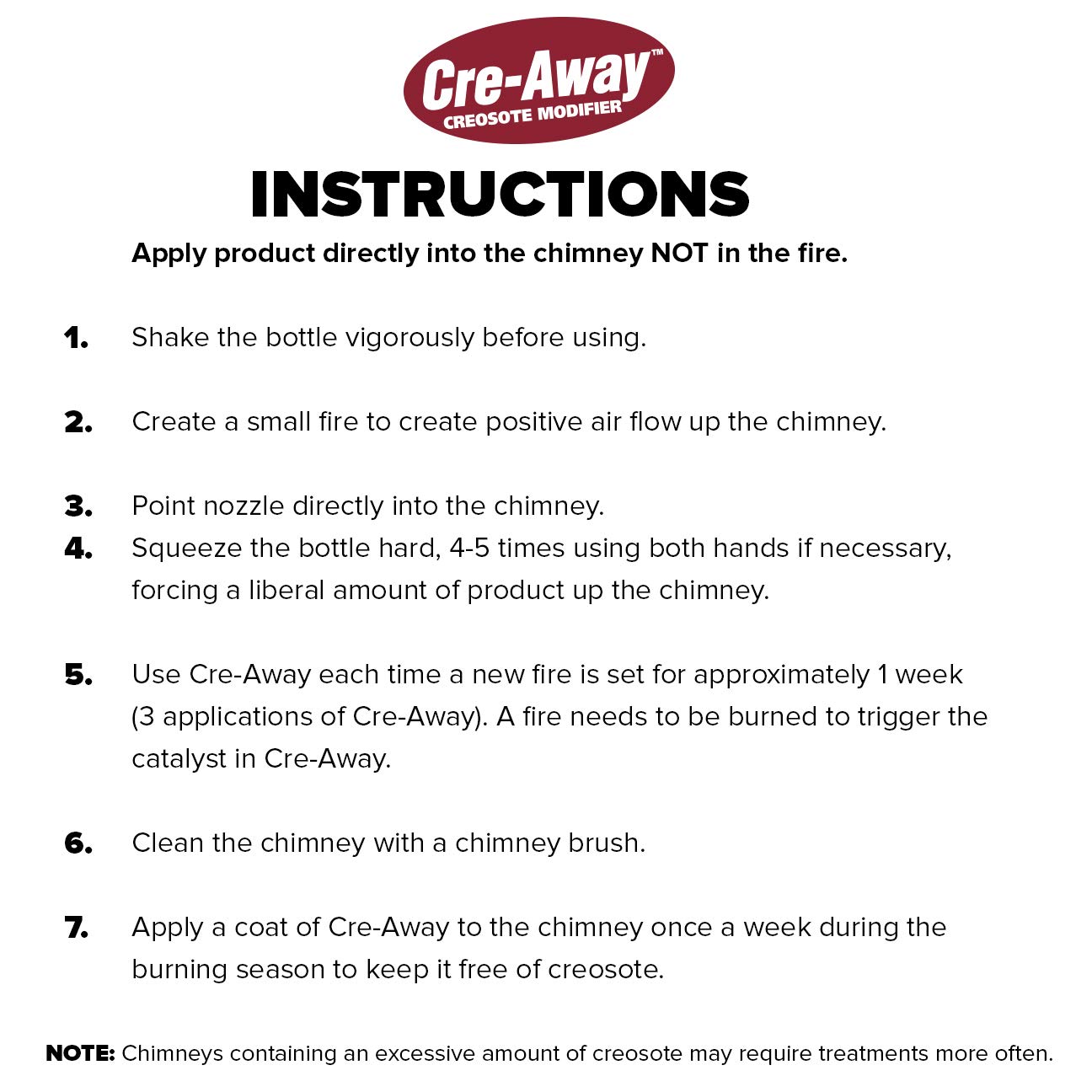 ChimneySaver Cre-Away Creosote Modifier (16 Oz Squeeze Bottle) - The Original Creosote Remover for Chimneys, Wood Stove Cleaner, Wood Burning Fireplace