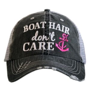 katydid boat hair don’t care baseball cap - trucker hat for women - stylish cute sun hat pink