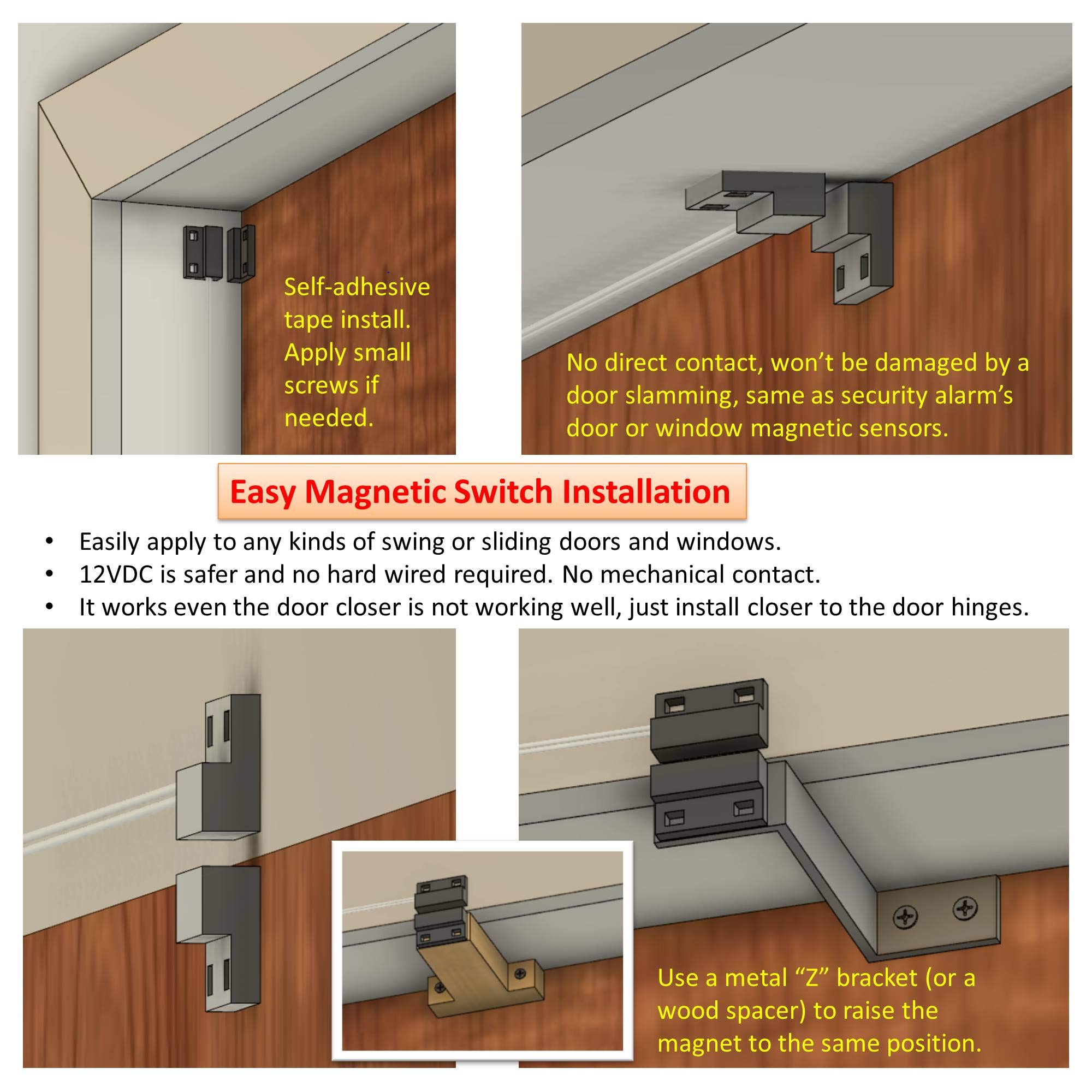 Awoco 12VDC Easy-Install Magnetic Switch for Awoco Magnetic Switch Controlled Air Curtains (White Color)