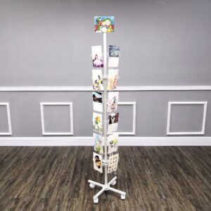 FixtureDisplays? 24-Pocket 5.5" Wide Pocket (Fits 5x7") Vertical Greeting Card Display Spinning Greeting Holiday Card Rack Floor Stand Pocket Size: 5.8"Wide X 8"High, 24 Pockets. 11703-Wht-NPF