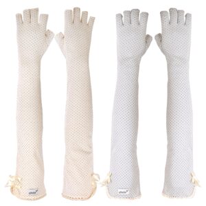 kilofly women's long anti-uv breathable arm sun block driving gloves, 2 pairs