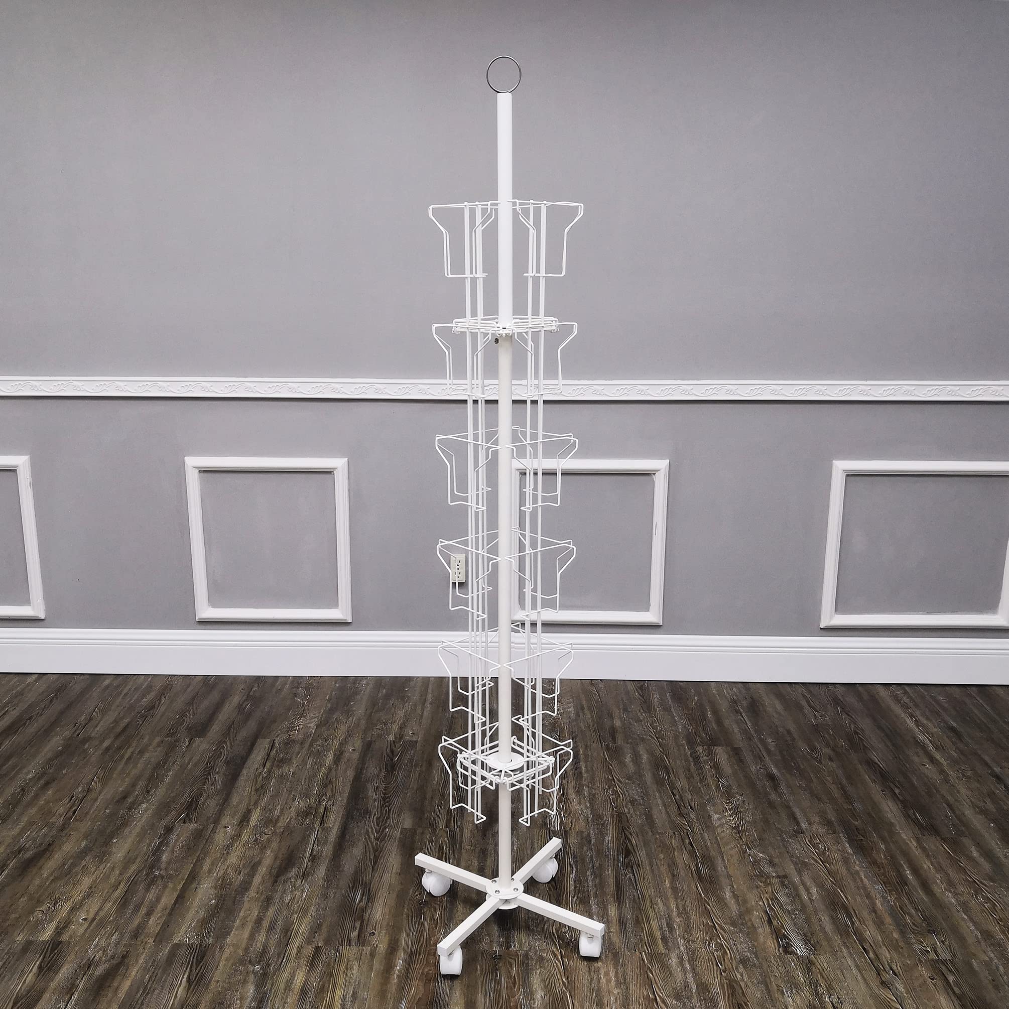 FixtureDisplays? 24-Pocket 5.5" Wide Pocket (Fits 5x7") Vertical Greeting Card Display Spinning Greeting Holiday Card Rack Floor Stand Pocket Size: 5.8"Wide X 8"High, 24 Pockets. 11703-Wht-NPF