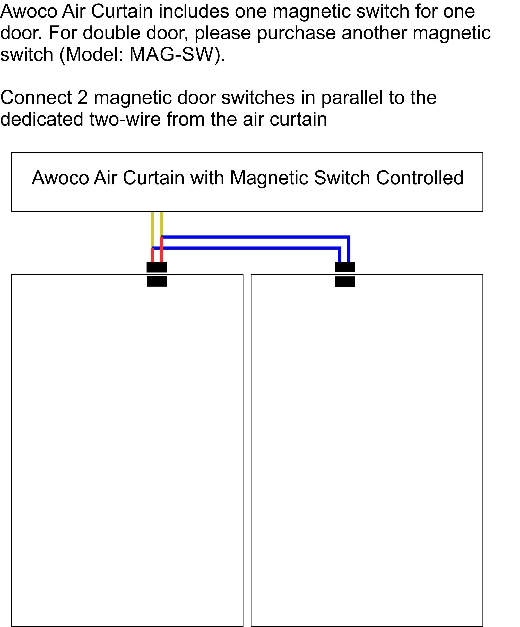 Awoco 12VDC Easy-Install Magnetic Switch for Awoco Magnetic Switch Controlled Air Curtains (White Color)