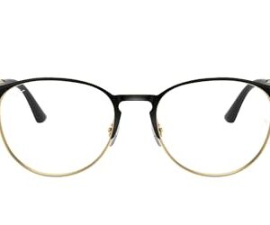 Ray-Ban RX6375 Round Prescription Eyeglass Frames, Black On Arista/Demo Lens, 53 mm