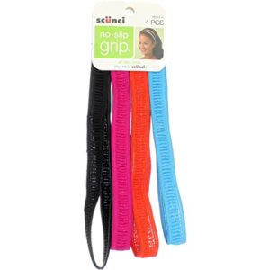 SCUNCI - No-Slip Grip Headwraps Assorted Colors 1.5 cm - 4 Pack