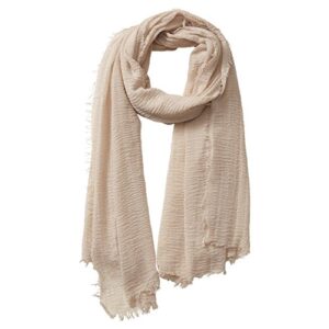 tickled pink women's classic soft solid lightweight oblong scarf, beige, one size