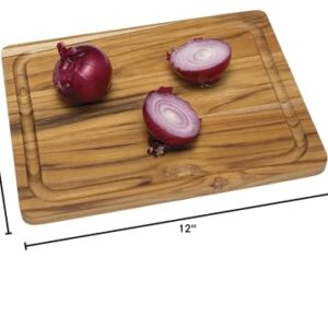 Lipper International 7215 Teak Wood Edge Grain Kitchen Cutting and Serving Board, Small, 12" x 9" x 5/8"