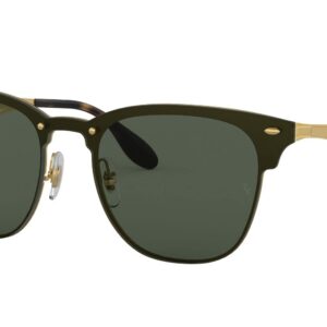 Ray-Ban RB3576N Blaze Clubmaster Square Sunglasses, Brushed Gold/Dark Green, 47 mm