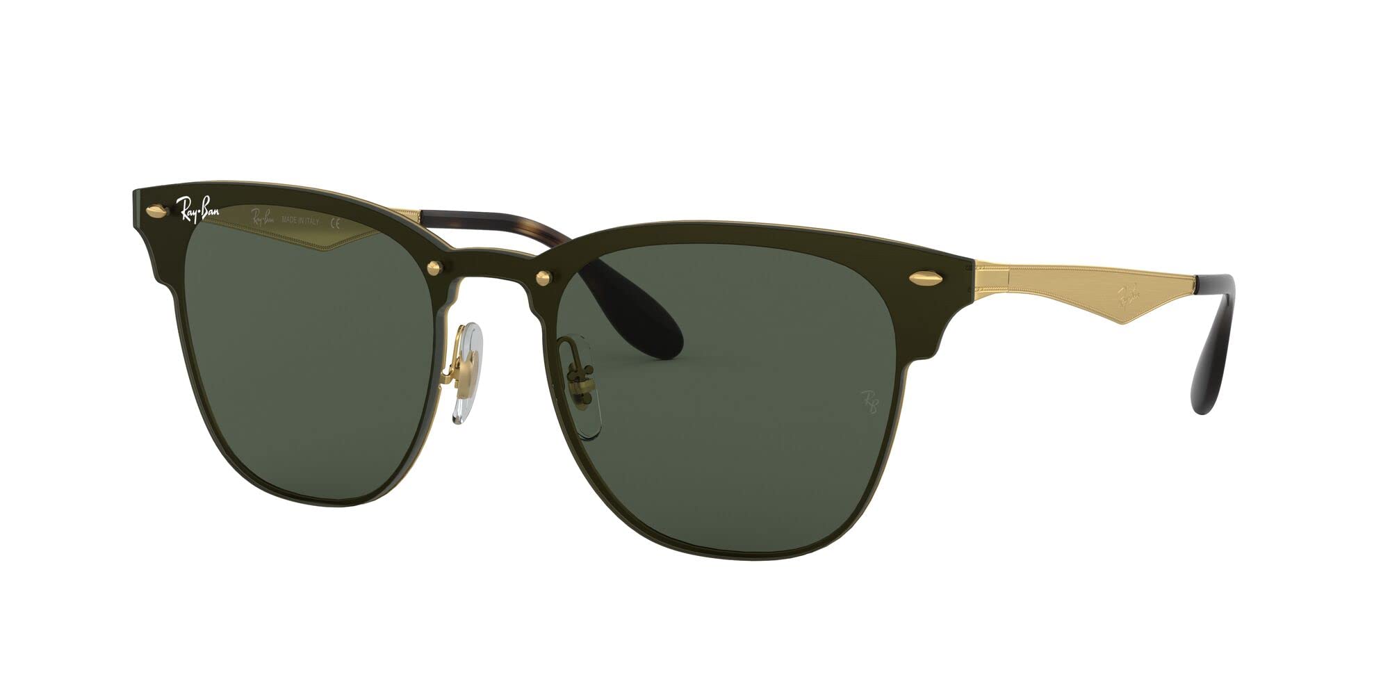 Ray-Ban RB3576N Blaze Clubmaster Square Sunglasses, Brushed Gold/Dark Green, 47 mm