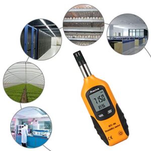 Preciva Digital Psychrometer Thermo-Hygrometer, LCD Mini Temperature and Humidity Meter with Dew Point and Wet Bulb Temperature Hygrometer for Industry, Agriculture, Meteorology (9V Battery Included)