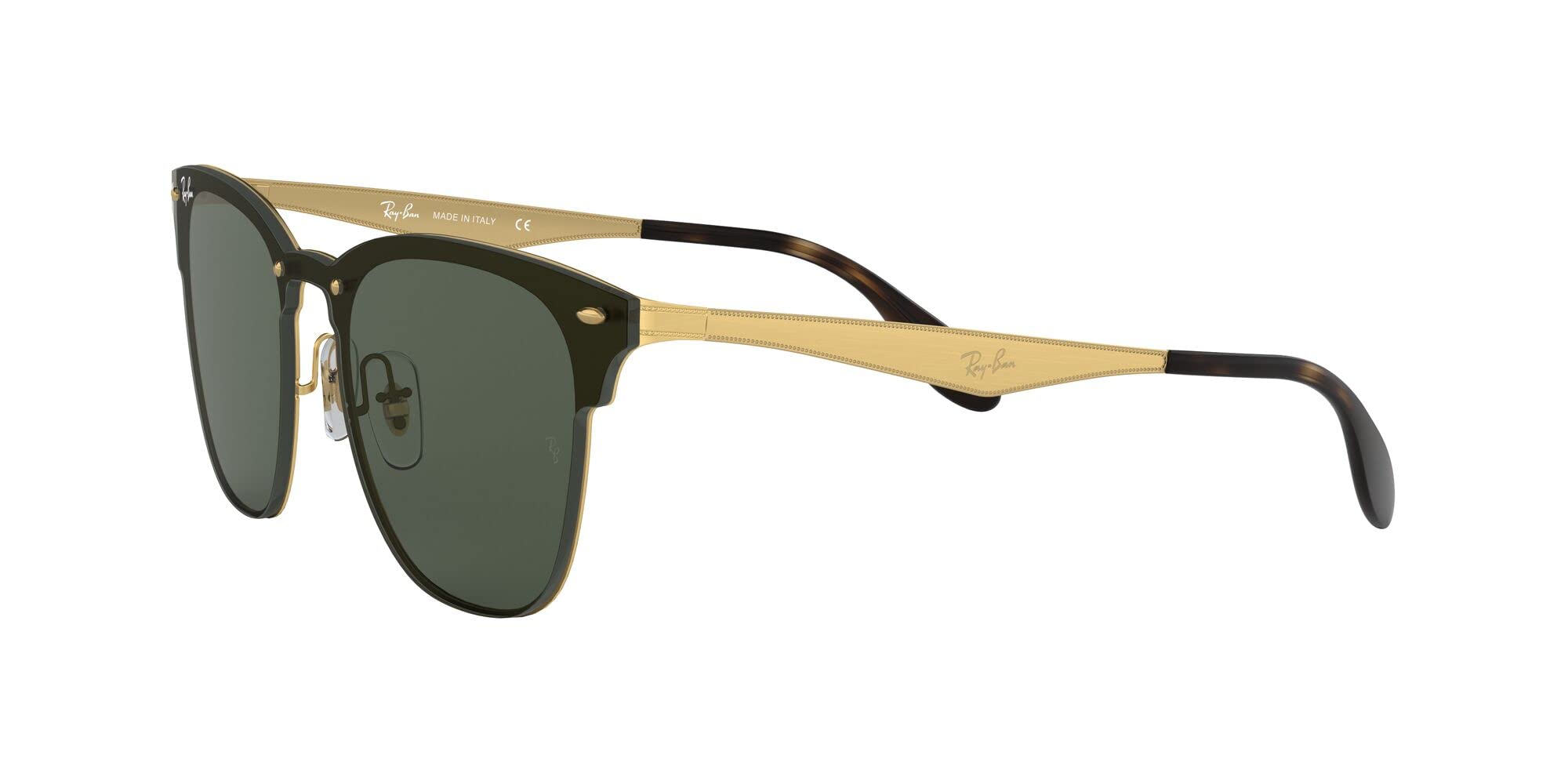 Ray-Ban RB3576N Blaze Clubmaster Square Sunglasses, Brushed Gold/Dark Green, 47 mm