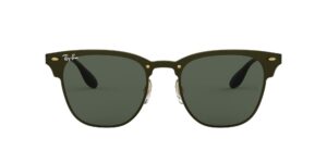 ray-ban rb3576n blaze clubmaster square sunglasses, brushed gold/dark green, 47 mm