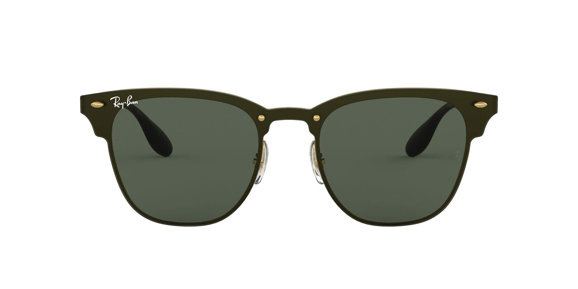 Ray-Ban RB3576N Blaze Clubmaster Square Sunglasses, Brushed Gold/Dark Green, 47 mm