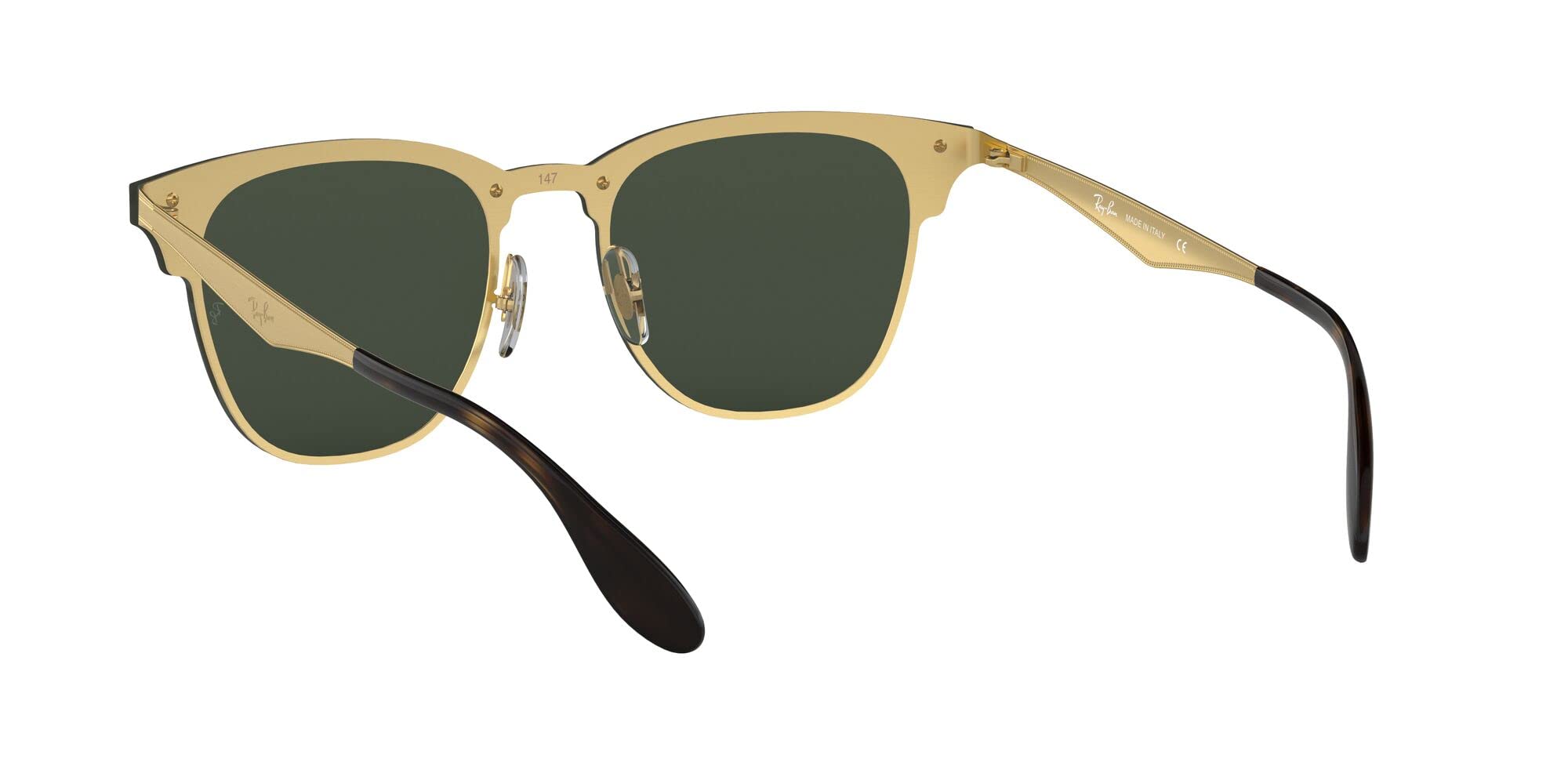 Ray-Ban RB3576N Blaze Clubmaster Square Sunglasses, Brushed Gold/Dark Green, 47 mm