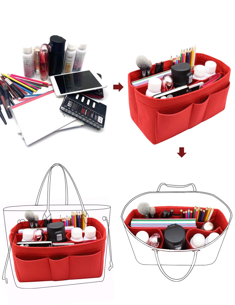 LEXSION Felt Insert Bag Organizer Bag In Bag For Handbag Purse Organizer Fits Speedy Neverful