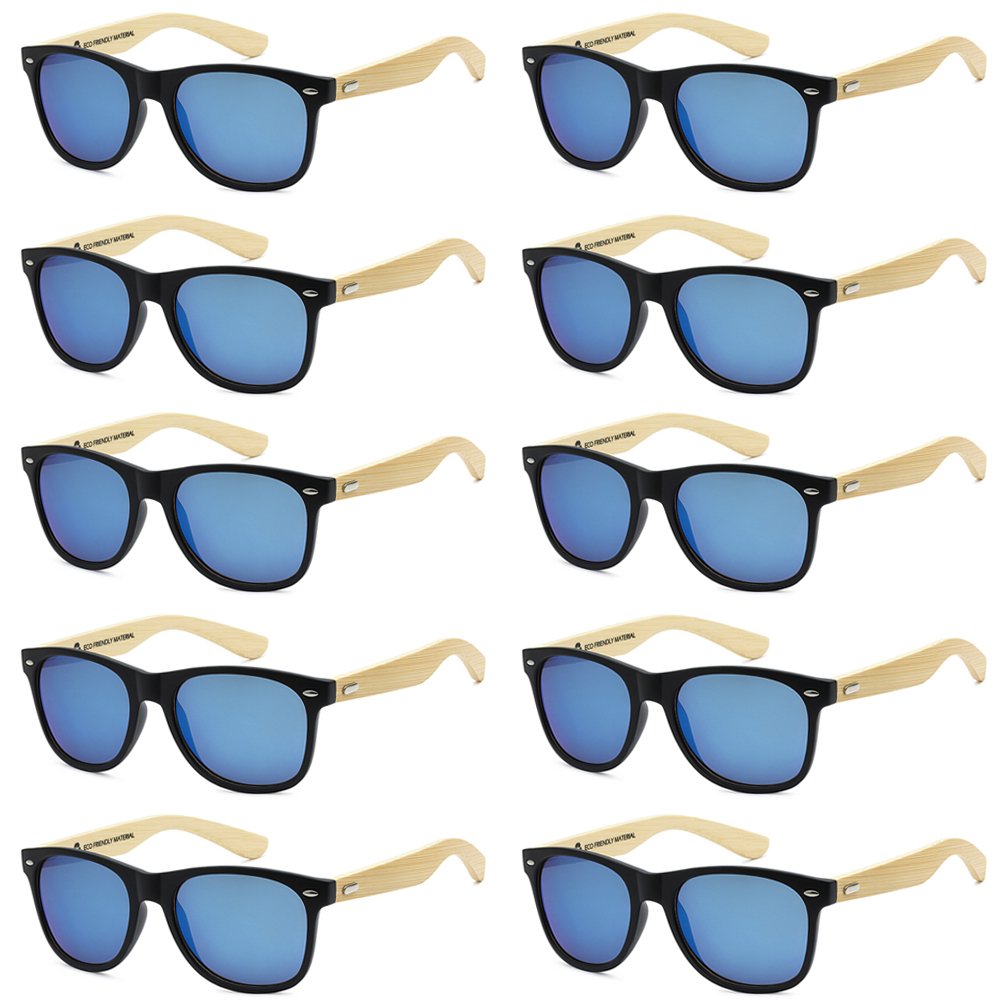 Got Shades Wholesale Bamboo Sunglasses Retro 80's Wood Sunglasses Men-Cool Sunglasses for Men & Women-10 Pack