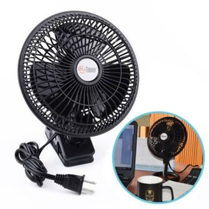 tn tonny clip-on fan, ac 110v 6 inch adjustable clip table fan with 2 speeds wind, personal cooling fan with 6 foot cord and plastic safety grill, black