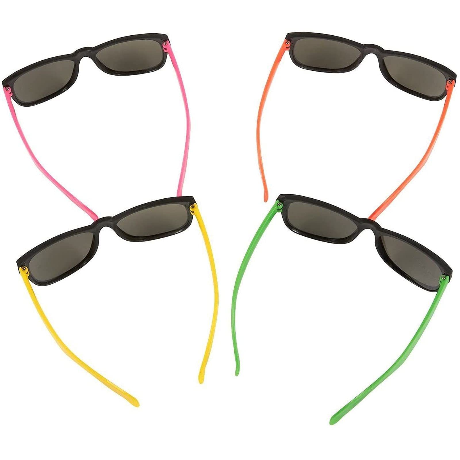 BLUE PANDA 48 Pack Retro Party Sunglasses Bulk for 80s and 90s Birthday Favors (4 Neon Colors)