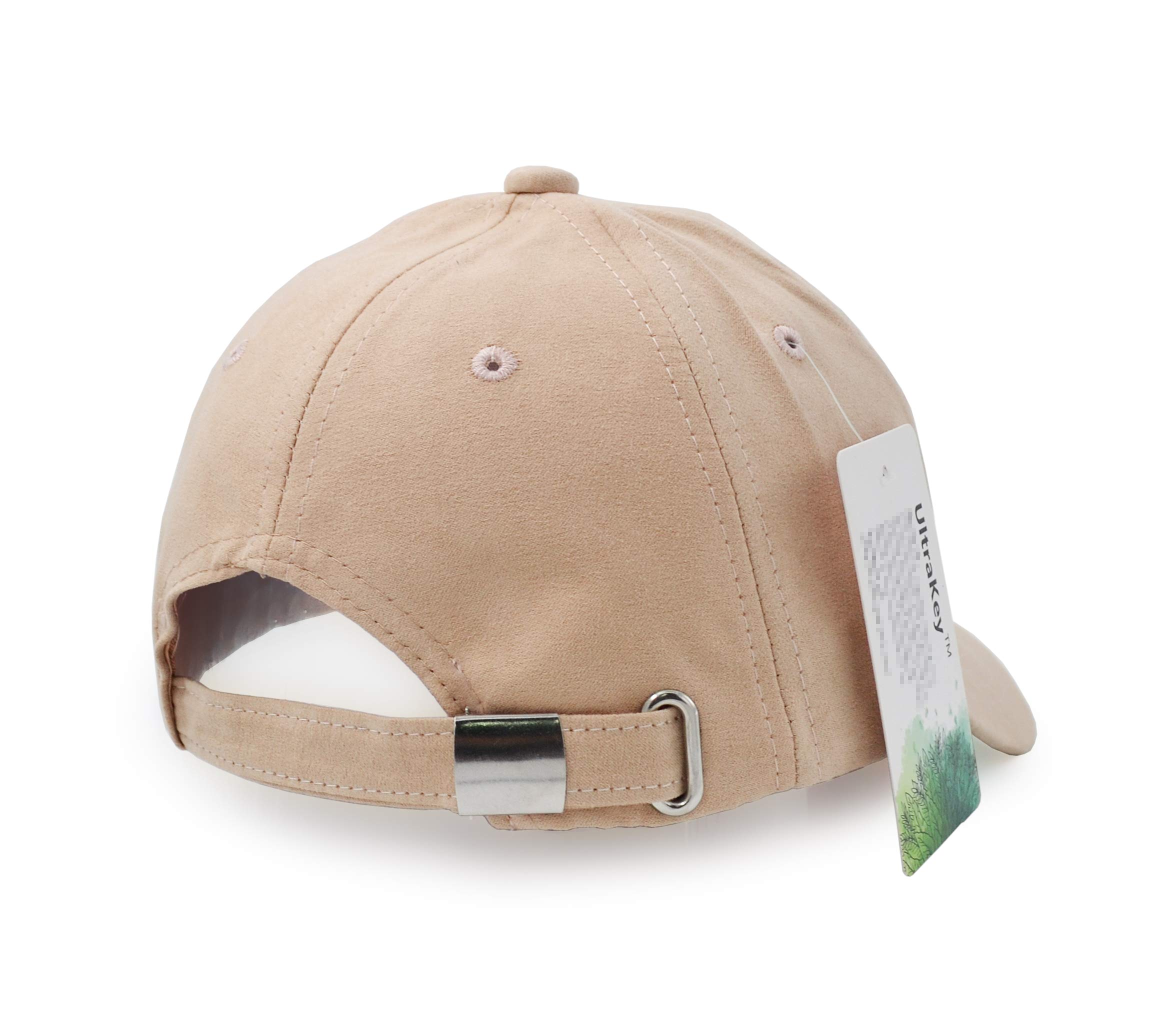 UltraKey Suede Baseball Cap, Unisex Faux Suede Leather Classic Adjustable Plain Hat Baseball Cap(Khaki)