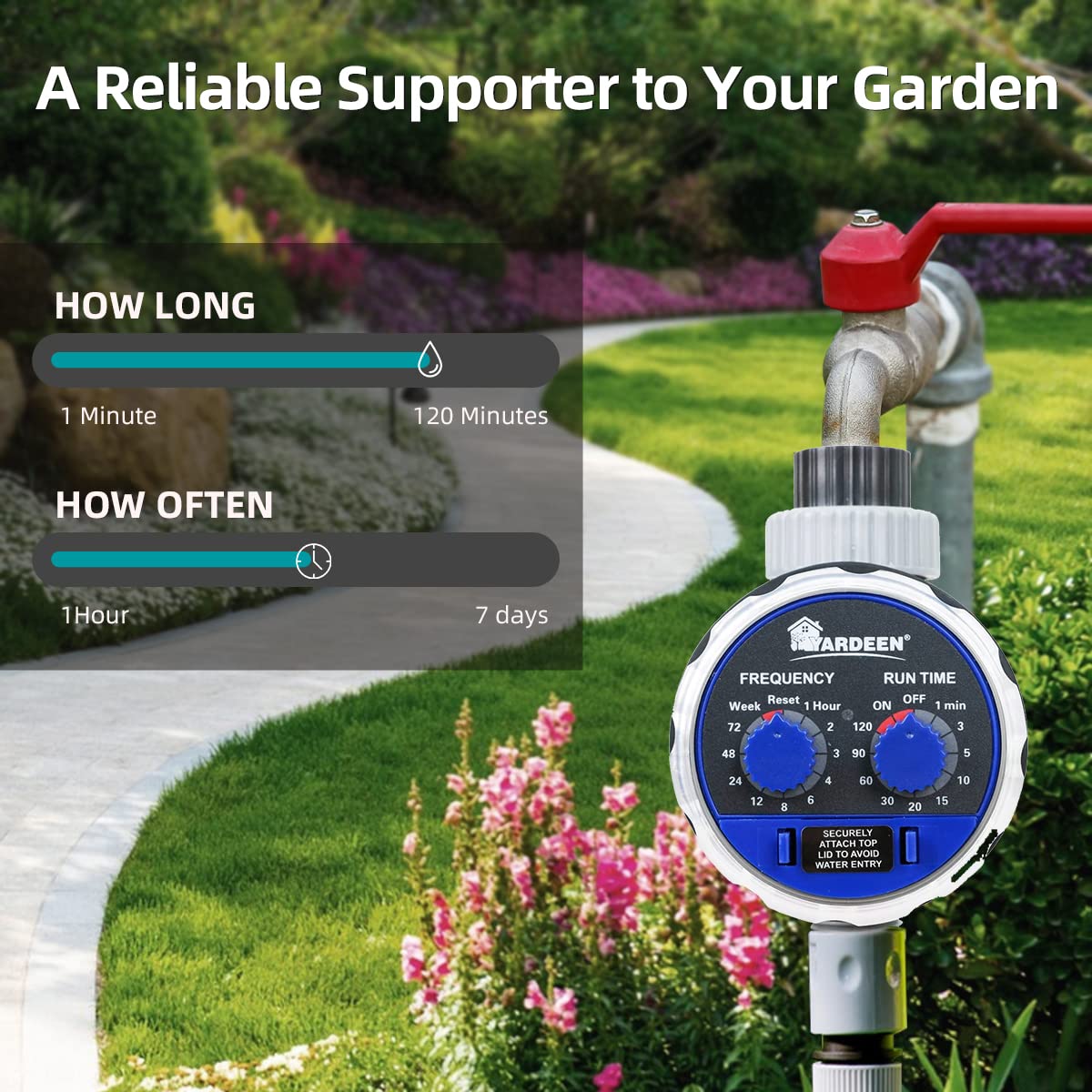 Yardeen Water Timer Electronic Hose Sprinkler Garden Irrigation Controller Two Dial,No Water Pressure Required