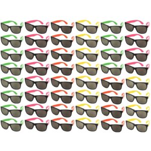 blue panda 48 pack retro party sunglasses bulk for 80s and 90s birthday favors (4 neon colors)