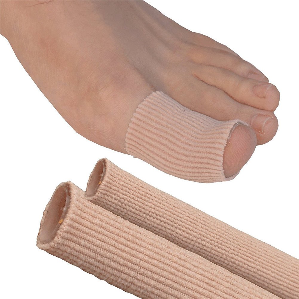 Cuttable Toe Tubes Sleeves 5 Pack, Made of Elastic Fabric Lined with Silicone Gel. Toe Sleeve Protectors Relief Toe Pressure Pain, Corn and Calluses Remover