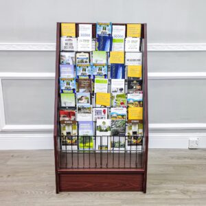 fixturedisplays® literature rack brochure holder leaflet coupon stand greeting card rack 9 tier 45 facing travel information kiosk 1453 red-nf