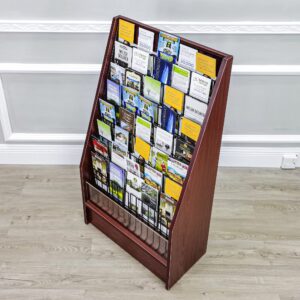 FixtureDisplays® Literature Rack Brochure Holder Leaflet Coupon Stand Greeting Card Rack 9 Tier 45 Facing Travel Information Kiosk 1453 RED-NF