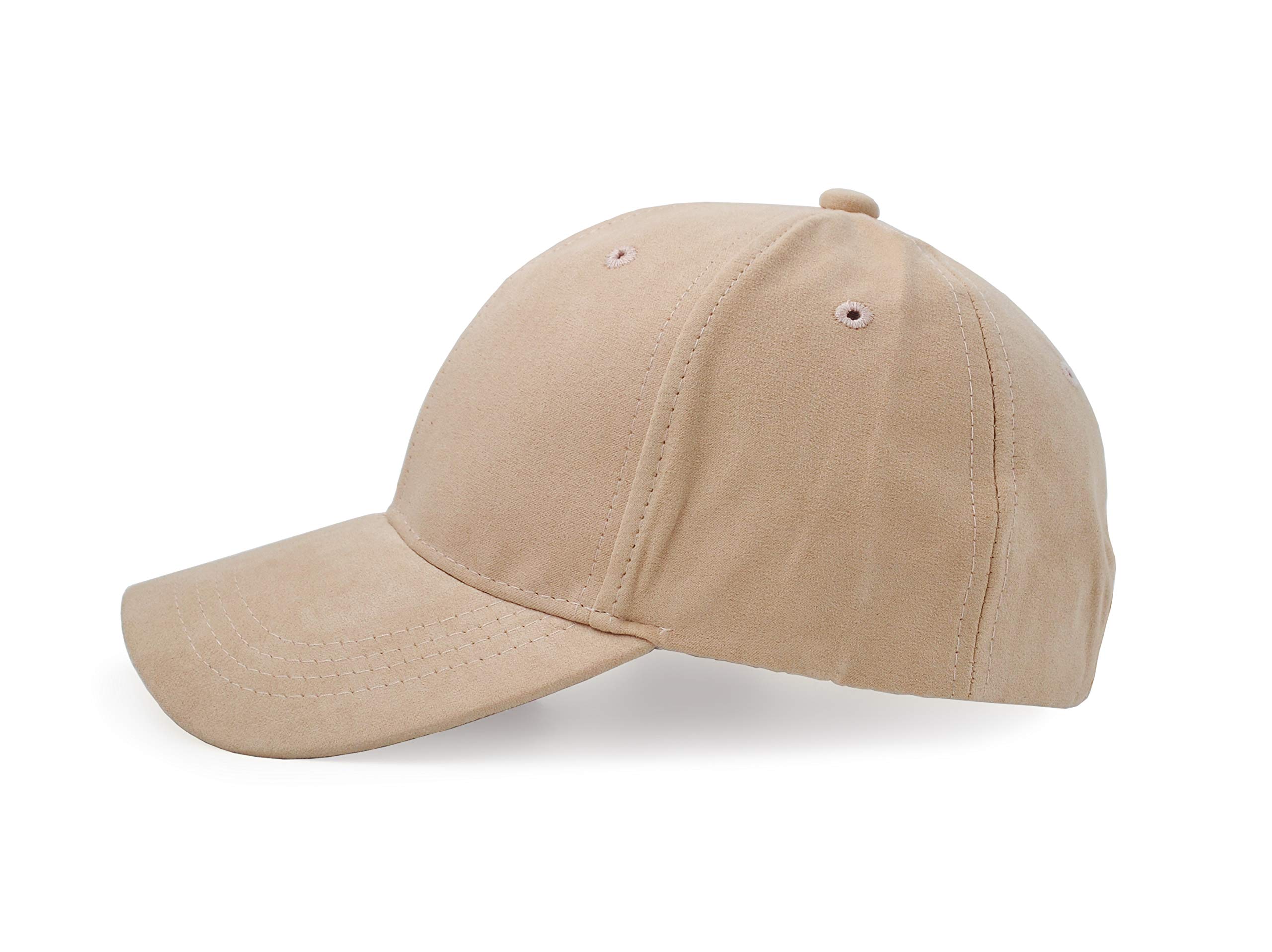 UltraKey Suede Baseball Cap, Unisex Faux Suede Leather Classic Adjustable Plain Hat Baseball Cap(Khaki)