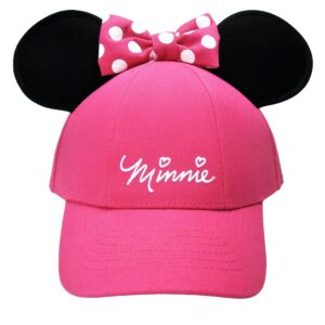 disney women's minnie mouse bow ears baseball hat (pink)