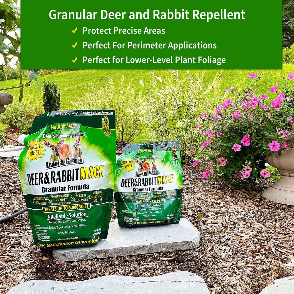 Nature's MACE Granular Deer Repellent 2.5lb, Repel Deer from Your Garden, Yard, Flowers, Protect Plants Fast, Create a Deer Free Barrier, Deer Repellent for Plants, Deer and Rabbit Repellent