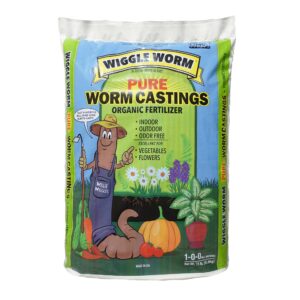 wiggle worm 100% pure organic worm castings fertilizer, 15-pounds - improves soil fertility and aeration for houseplants, vegetables, gardens, and more – omri-listed and mineral-dense